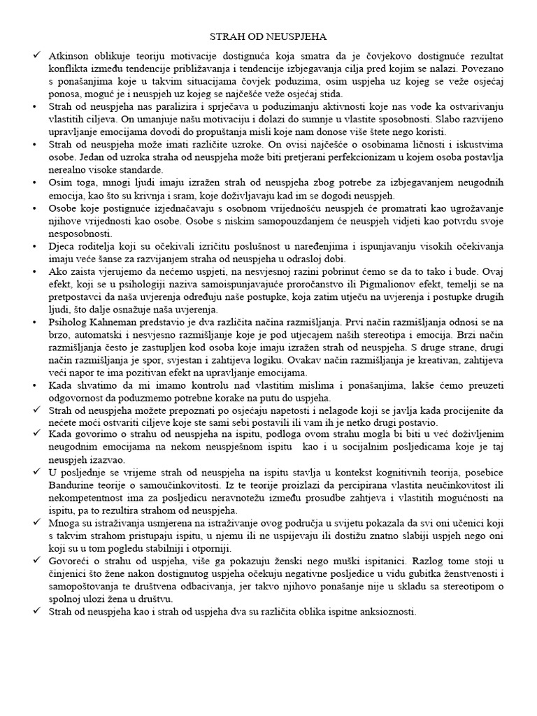 Strah Od Neuspjeha | PDF