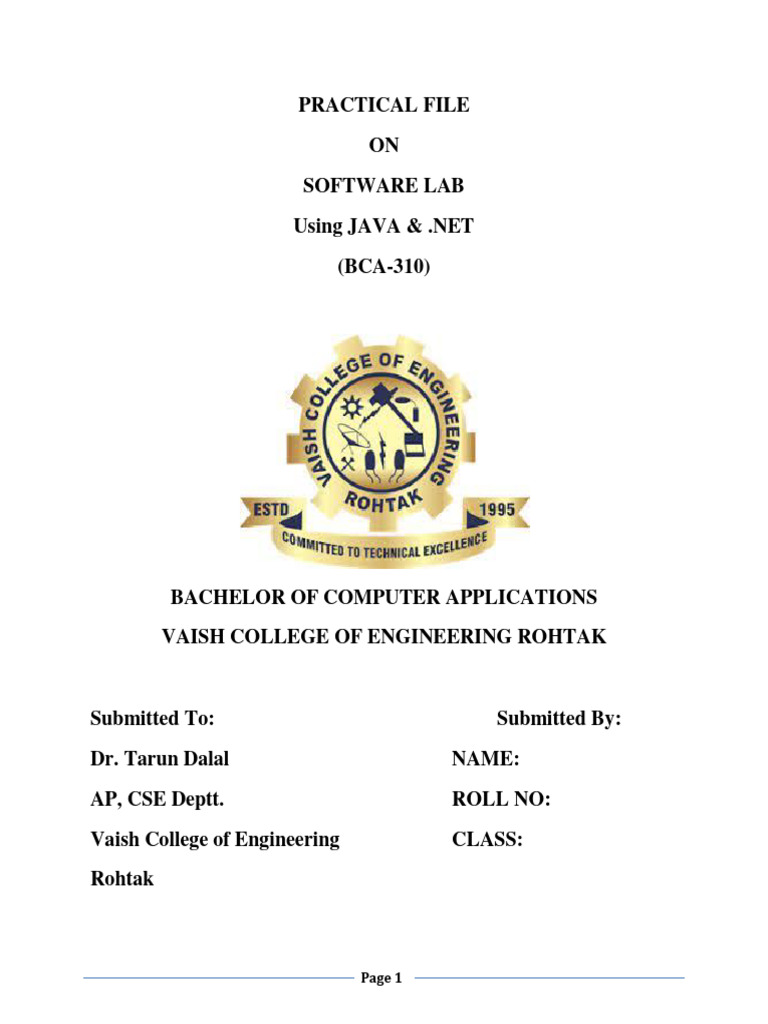 BCA JAVA & .NET Practical File | PDF | Computer Program | Programming