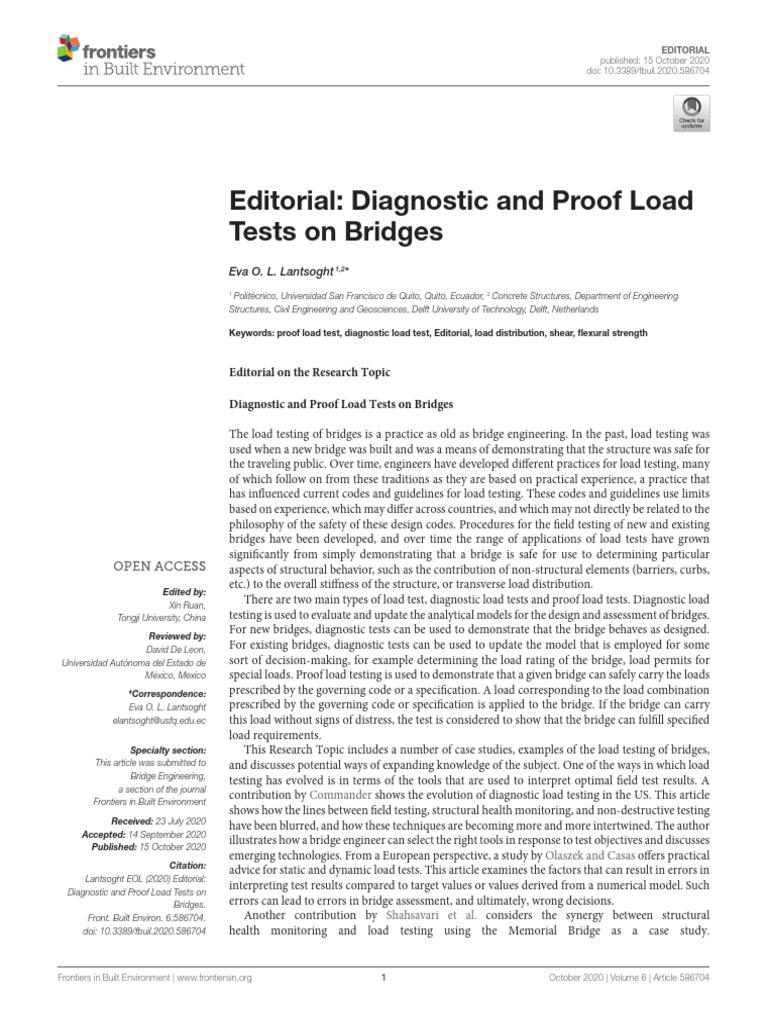 Editorial Diagnostic and Proof Load Tests On Bridges | PDF | Bridge ...