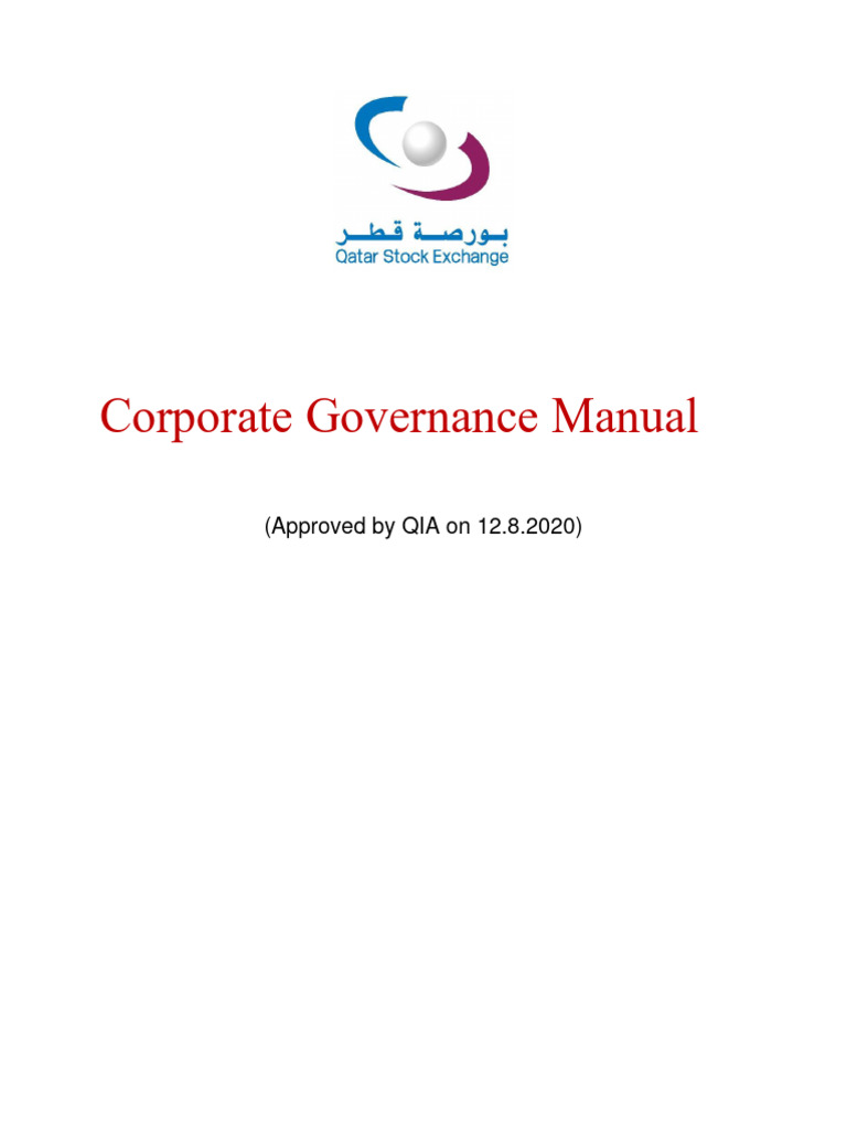 Corporate Governance Manual- English August 2020 | PDF | Internal Control | Corporate Governance