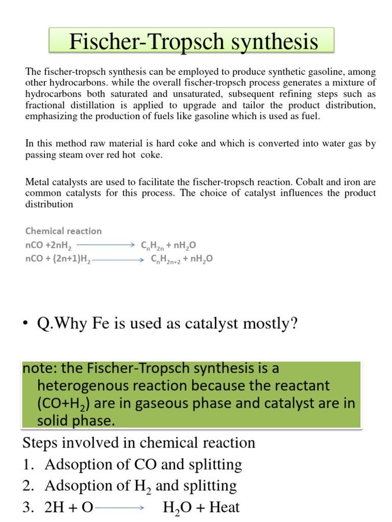 Fischer Tropsch Synthesis | PDF