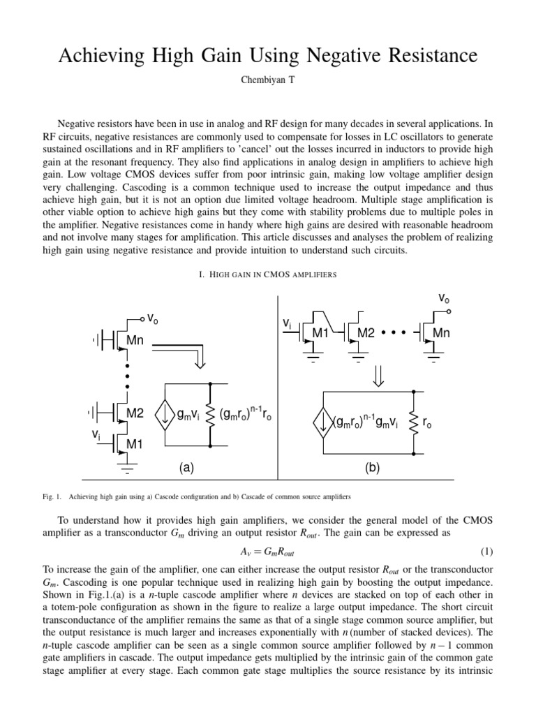 Gm-Boosting Using Neg Resistance | Download Free PDF | Amplifier | Mosfet