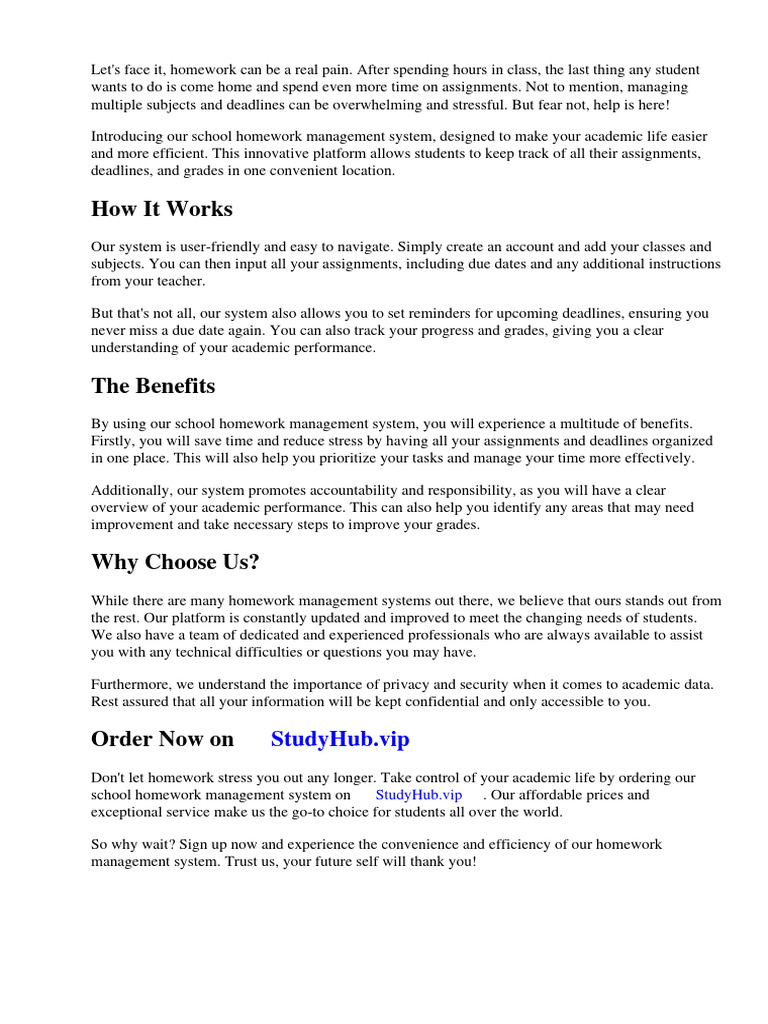 School Homework Management System | PDF | Homework | Educational Technology