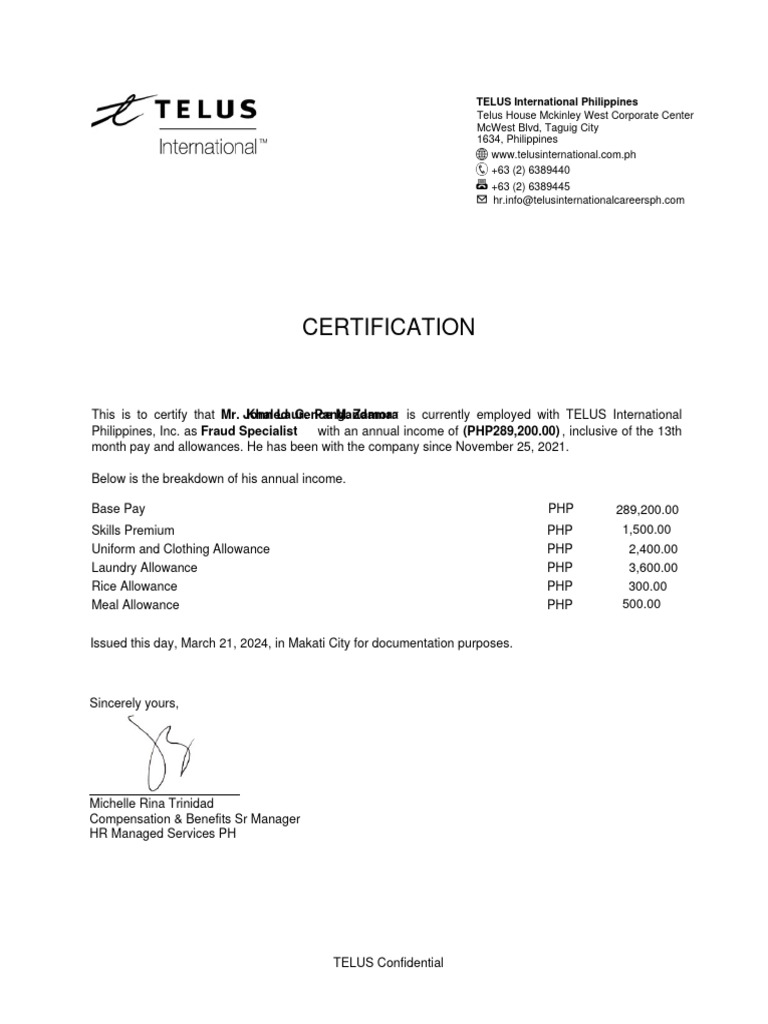 Employment Certification for Khaled Pangandaman | PDF