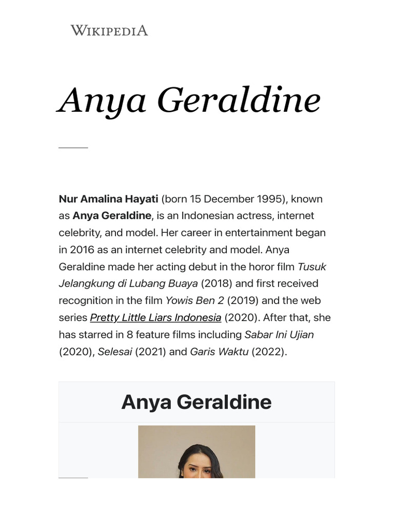 Anya Geraldine - Wikipedia | PDF