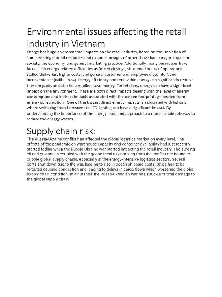 Environmental Issues Affecting The Retail Industry in Vietnam | PDF