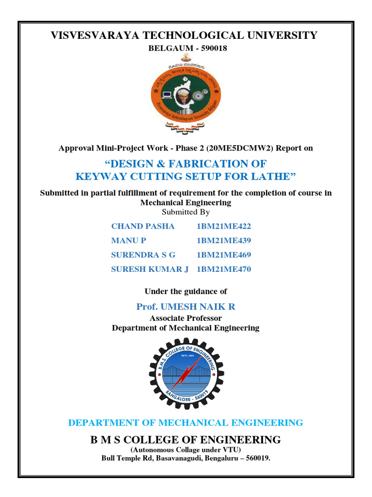 Design & Fabrication of Keyway Cutting Setup For Lathe | PDF | Steel | Iron