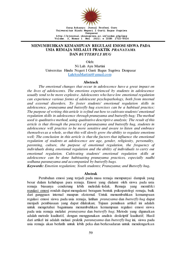 Pranayama & Butterfly Hug for Teens | PDF | Adolescence | Yoga