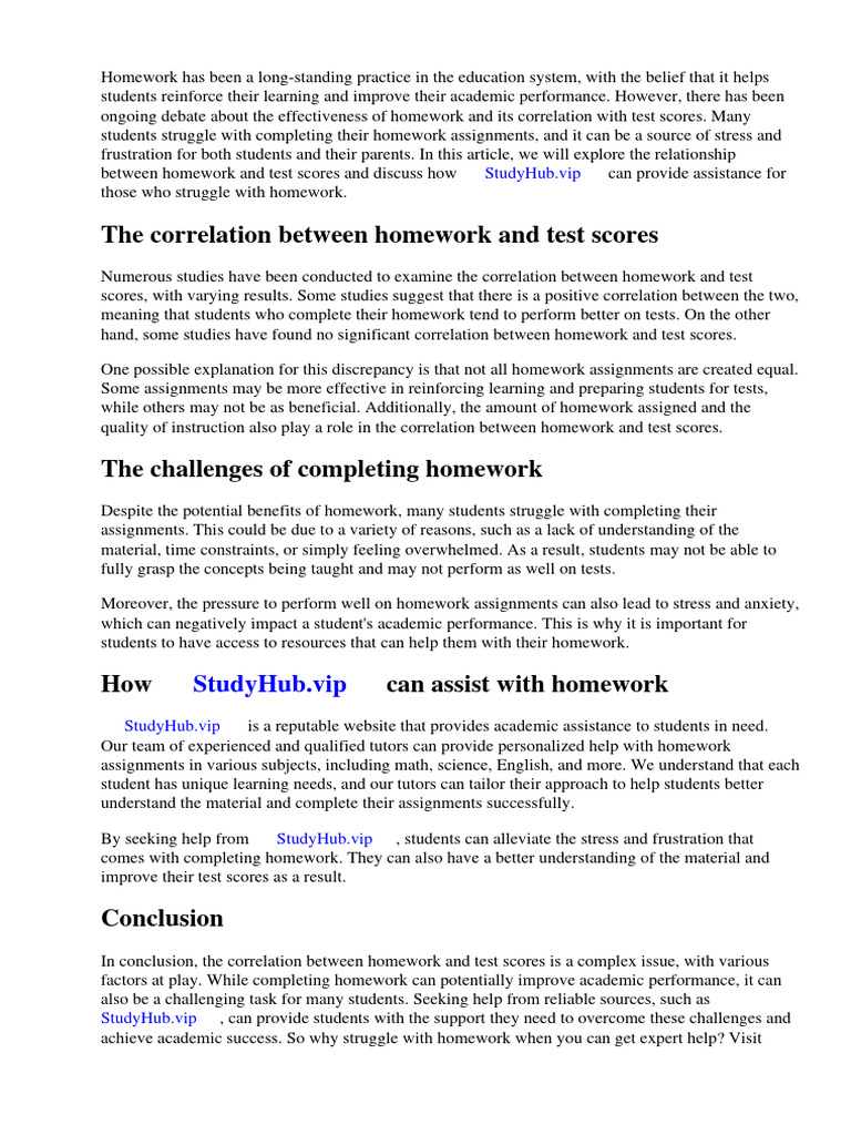 Homework's Impact on Test Scores | PDF | Homework | Linear Regression