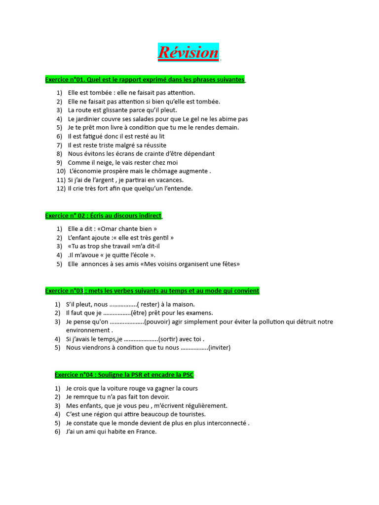 Exercices 4am | PDF | Arts du langage et discipline
