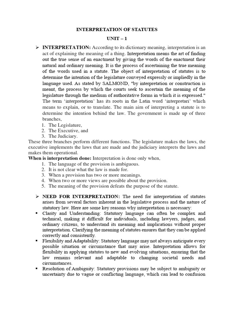 Interpretation of Statutes Exam Notes | PDF | Statutory Interpretation ...