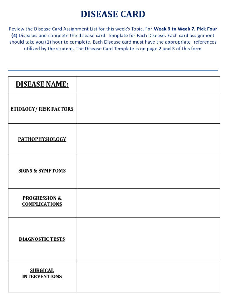 Disease Card Assignment Guide | PDF | Self-Improvement | Wellness