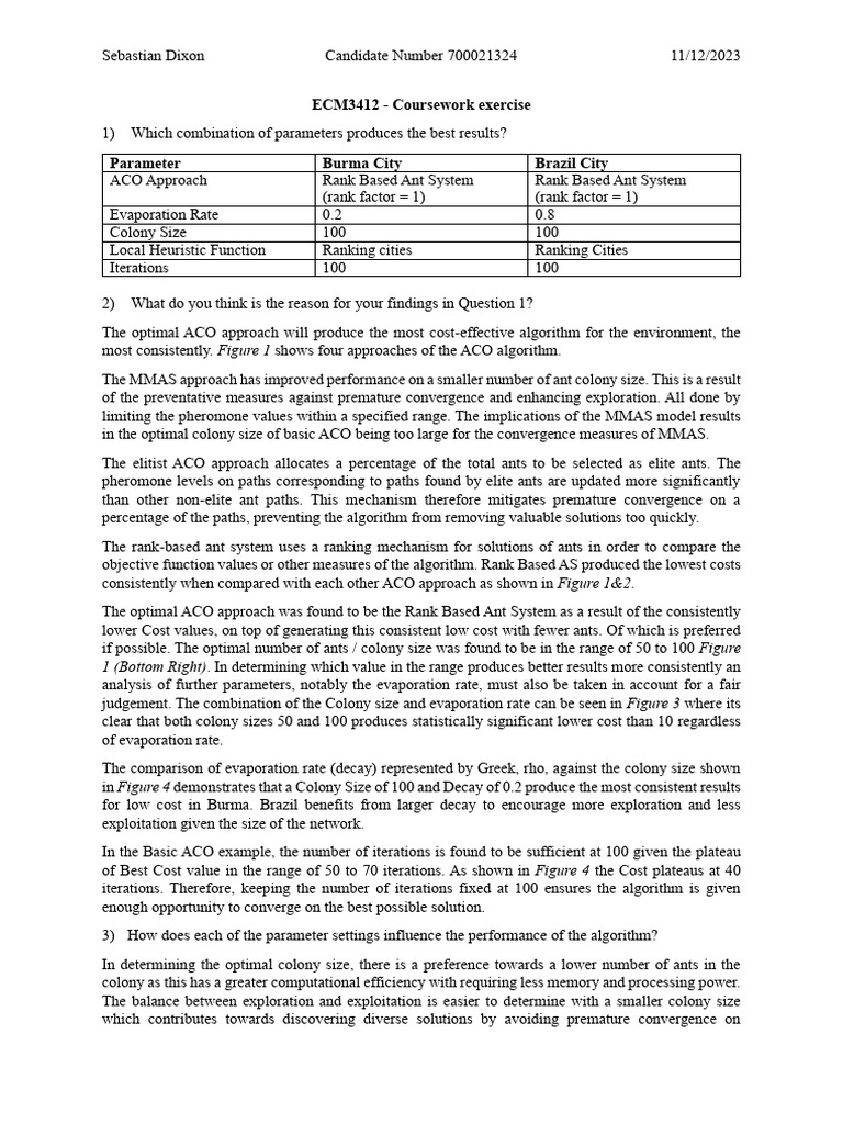 ECM3412 - Coursework Exercise | PDF | Applied Mathematics | Algorithms