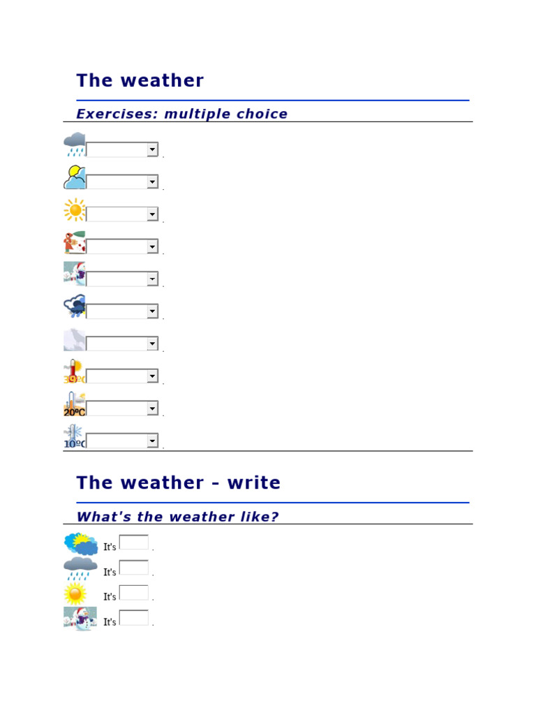 weather exercises | PDF | Rain | Weather