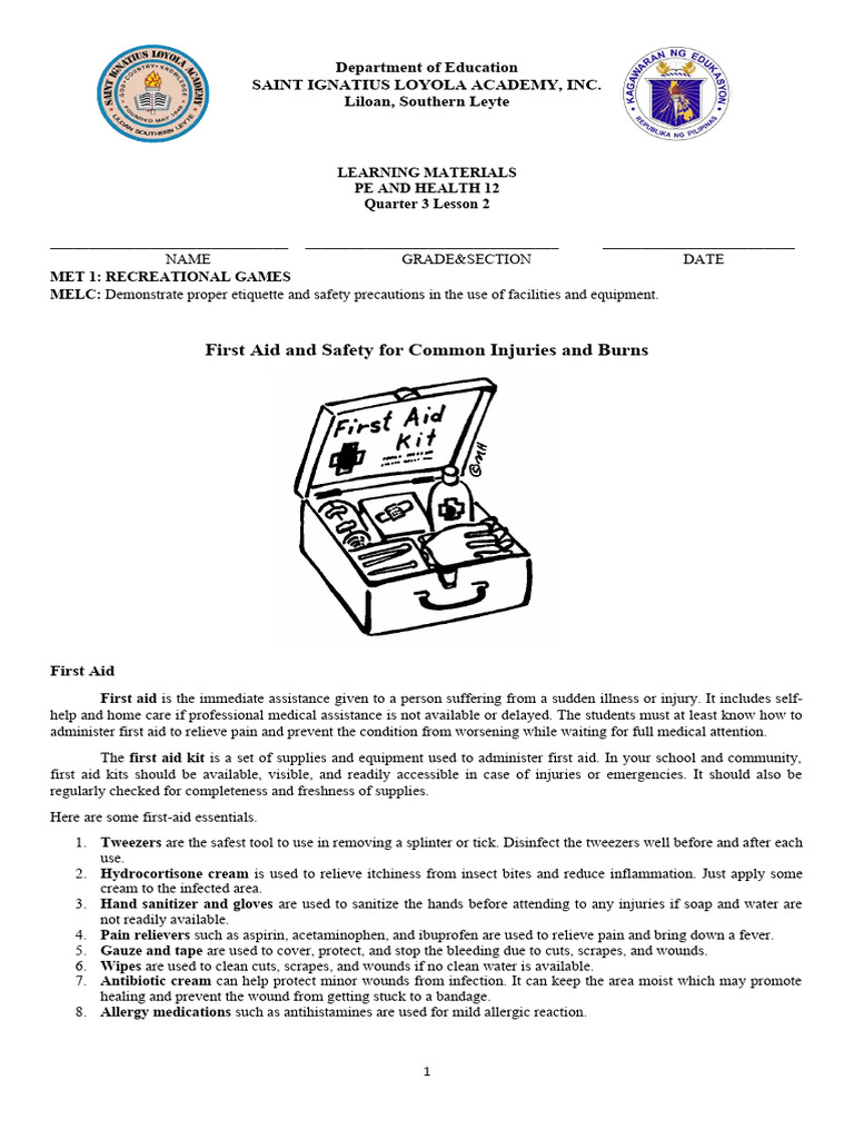 Unit 1 L2 2 | PDF | First Aid | Wound