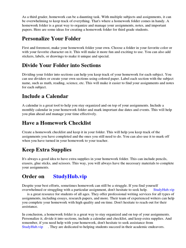 Homework Folder Ideas Third Grade | PDF | Homework | Classroom