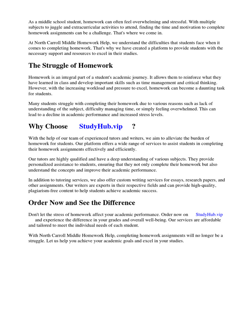 North Carroll Middle Homework | PDF | Homework | Fee