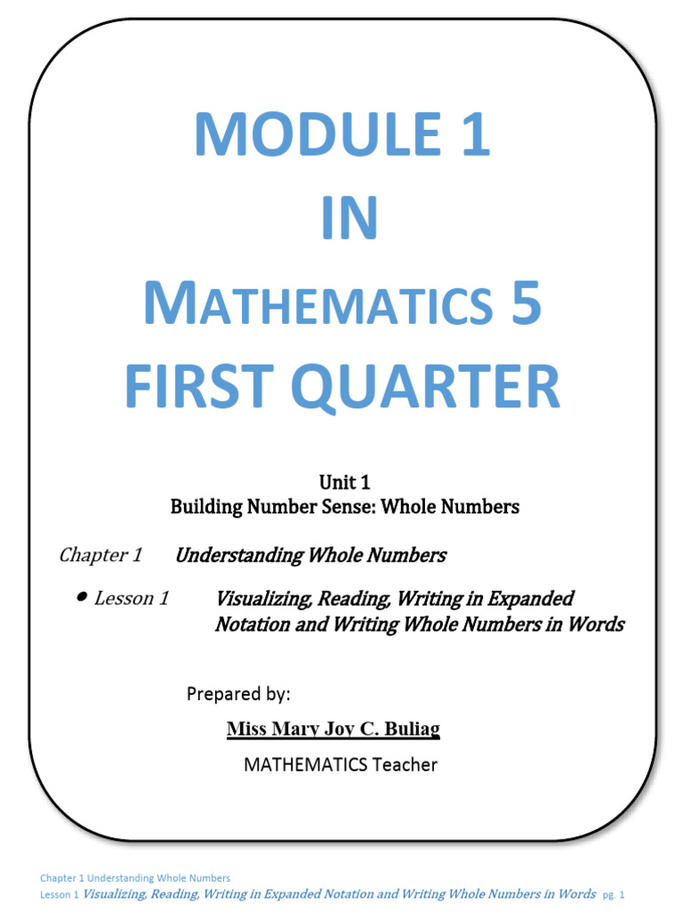 Math 5 Unit 1 Lesson 1 Module | Download Free PDF | Numbers | Encodings