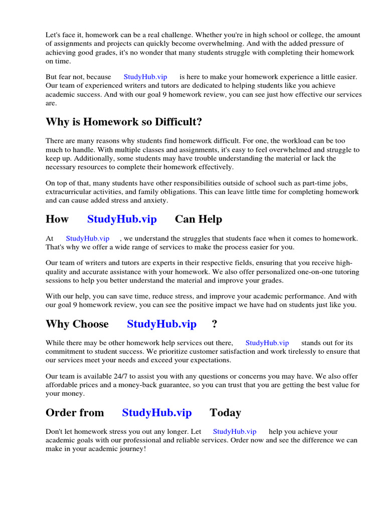 Goal 9 Homework Review | PDF | Homework | Goal