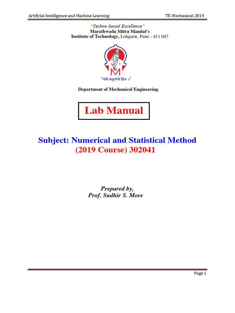 Lab Manual - New-NSM | PDF | Numerical Analysis | Mechanical Engineering