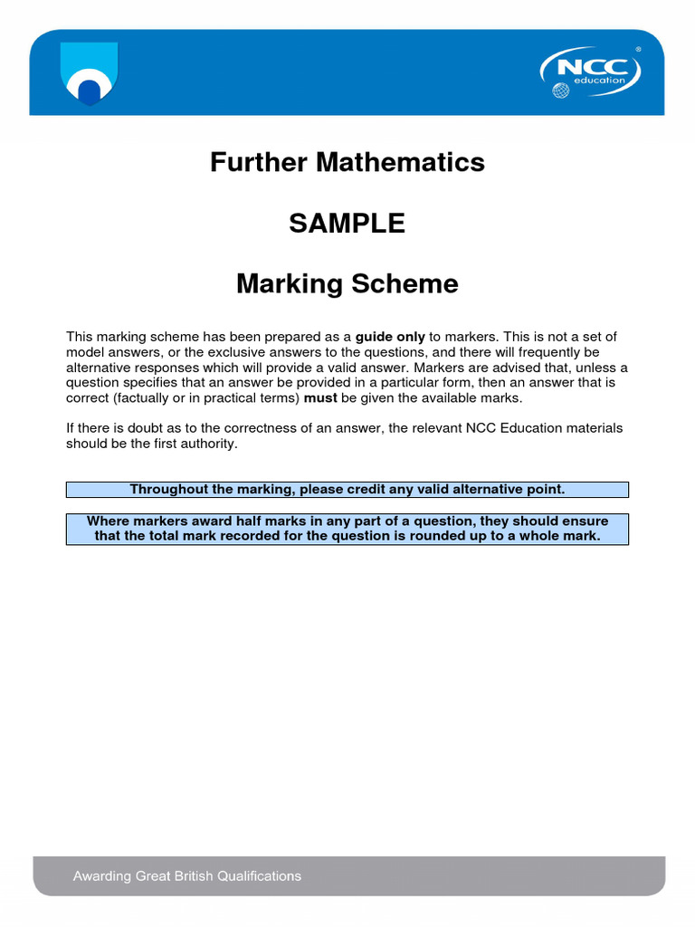 Further Math Marking Guide | PDF | Complex Number | Matrix (Mathematics)