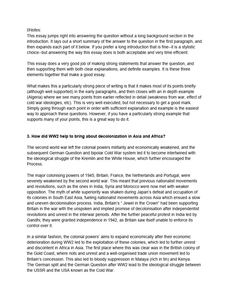 WW2's Role in Decolonization Dynamics | PDF | Cold War | Decolonization