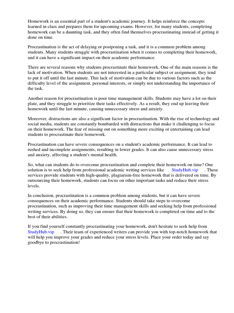Why Do I Always Procrastinate My Homework | PDF | Procrastination ...
