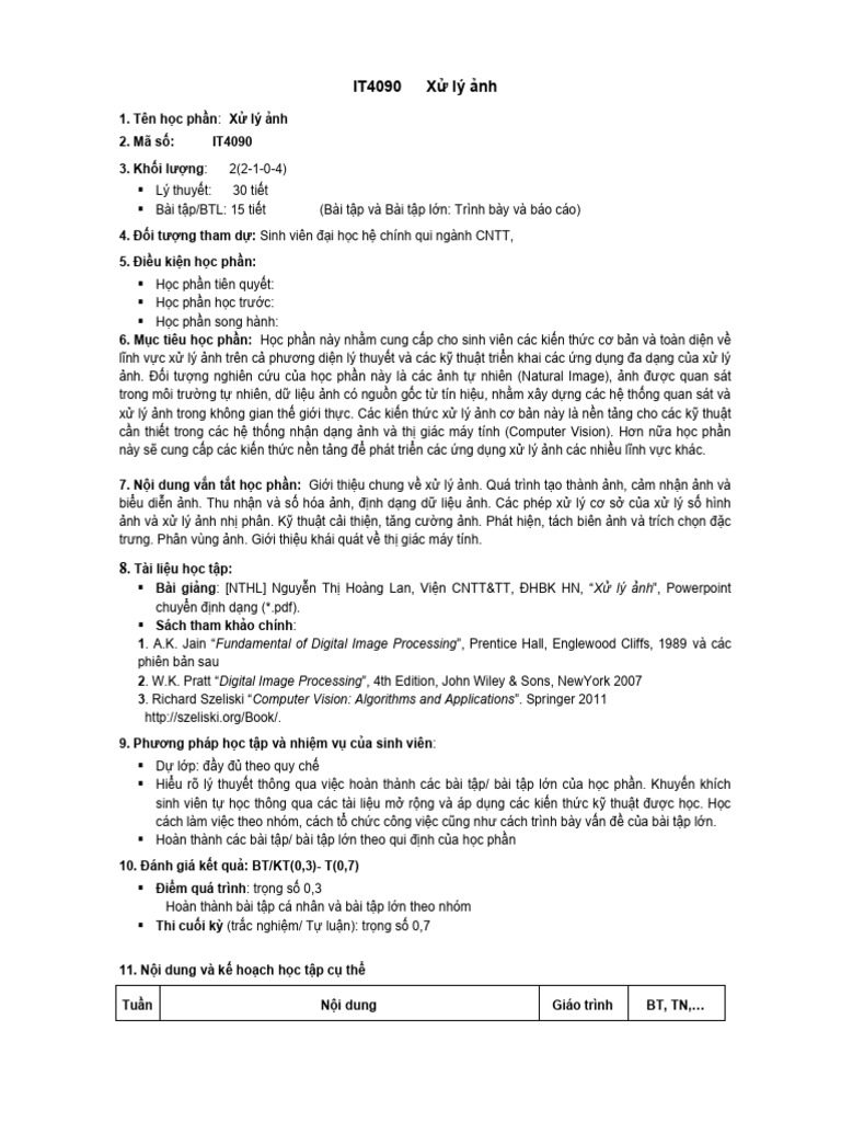 IT4090 - ĐC - Xu Ly Anh - 20231 | PDF