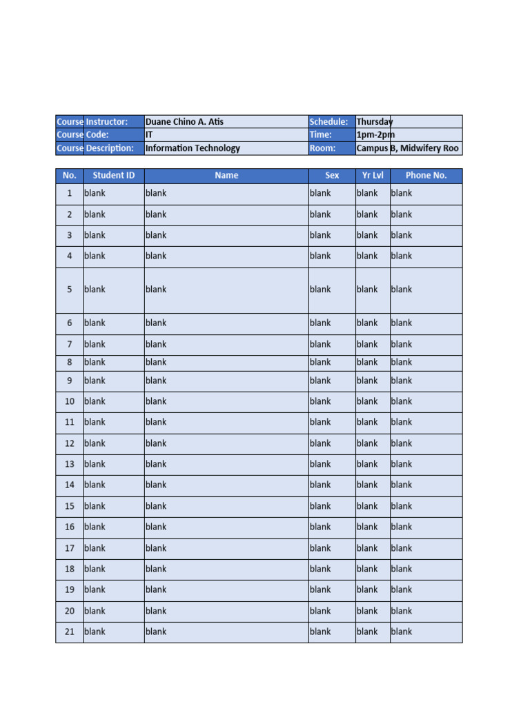 Grades Template | PDF