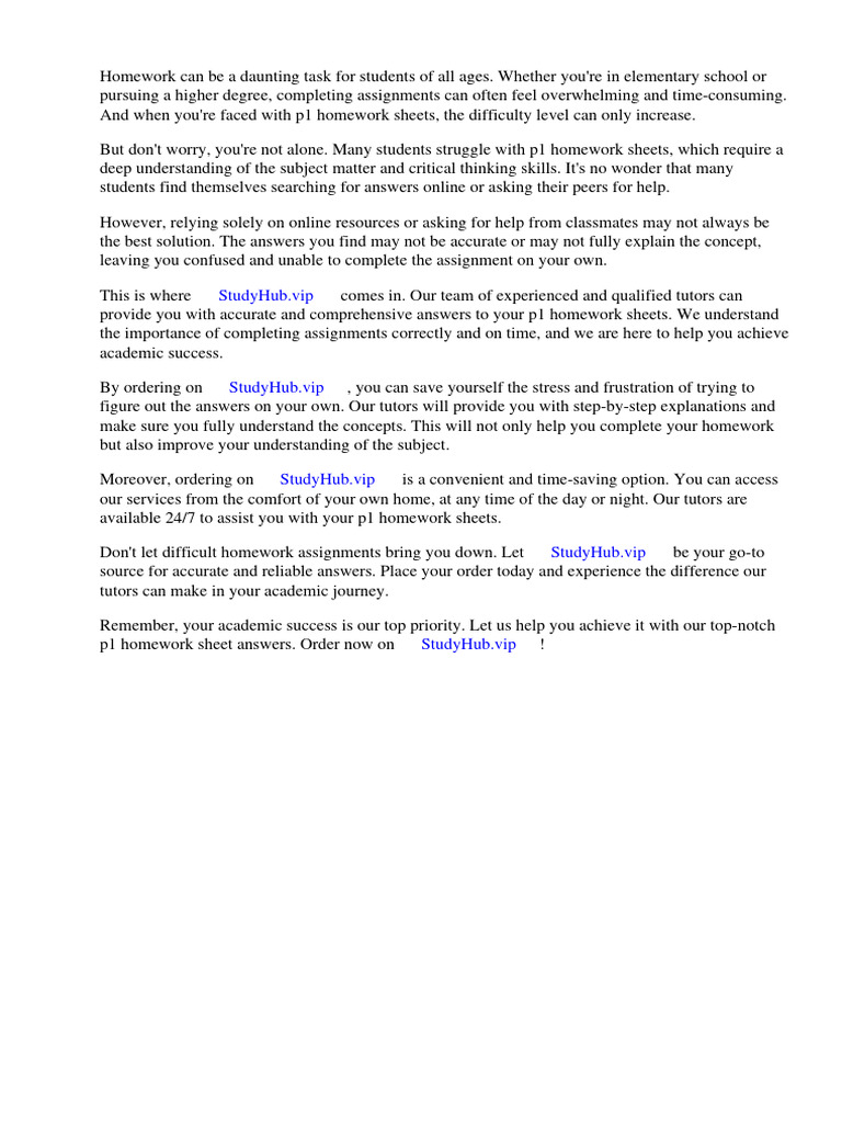 p1 Homework Sheets Answers | PDF | Worksheet | Homework