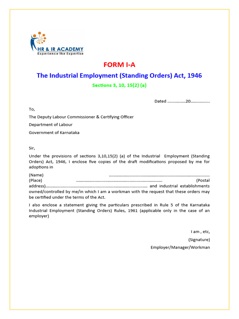 Form IA Application For Certification Standing Orders | PDF
