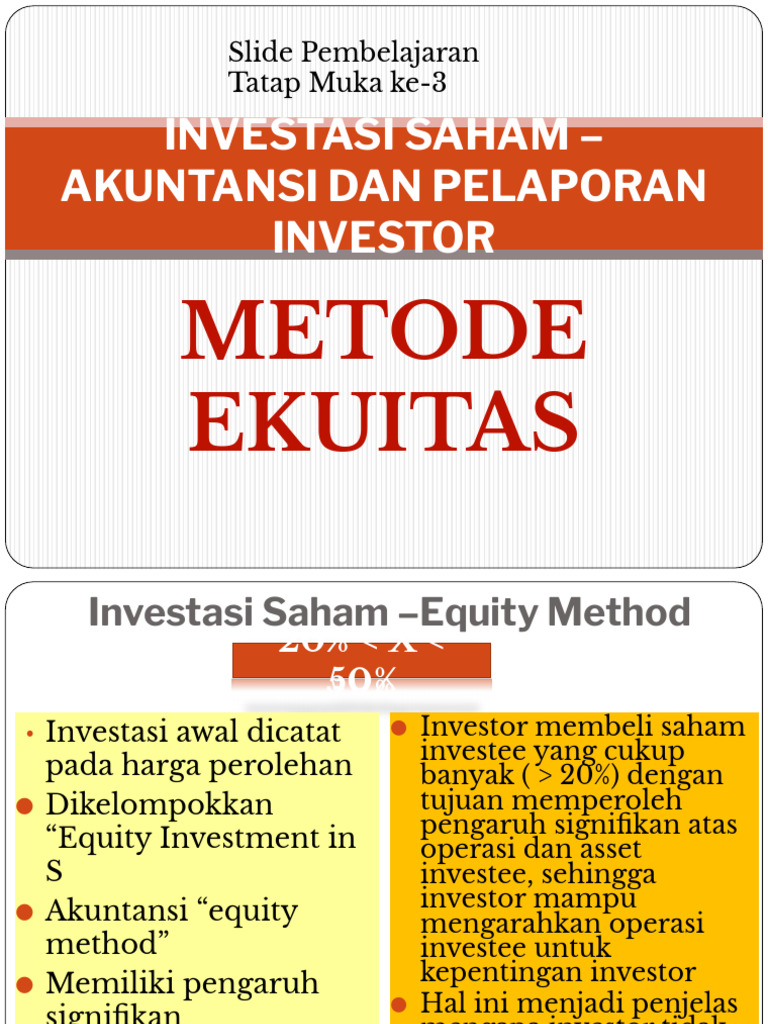 Slide Investasi Saham - Metode Ekuitas | PDF | Bisnis | Pengelolaan ...
