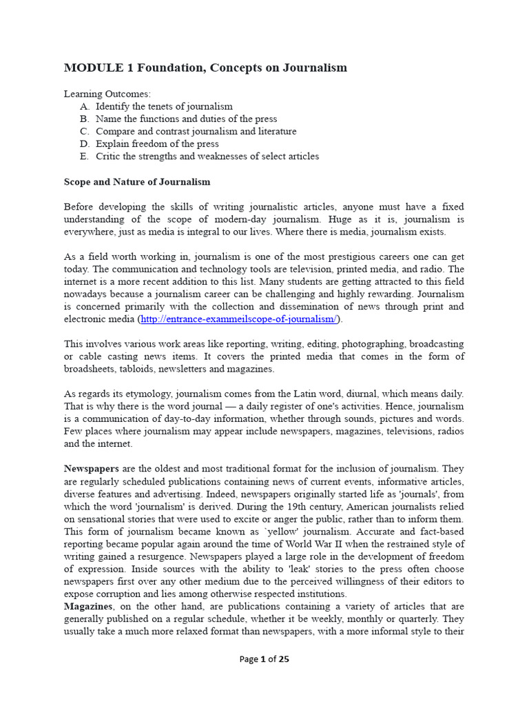 Campus Journalism Modules 1 3 | PDF | News Media | Journalism