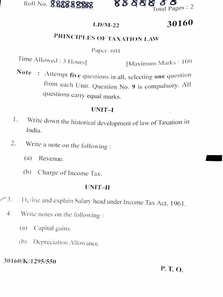 LLB 6th Sem 2022 Question | PDF | Employment | Taxes