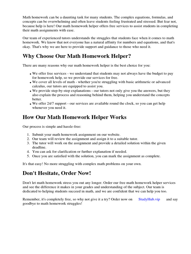 Free Math Help for Students | PDF | Mathematics | Homework