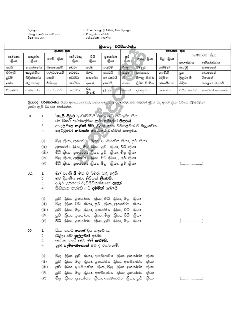 Grade 9 History Lesson In Sinhala Language