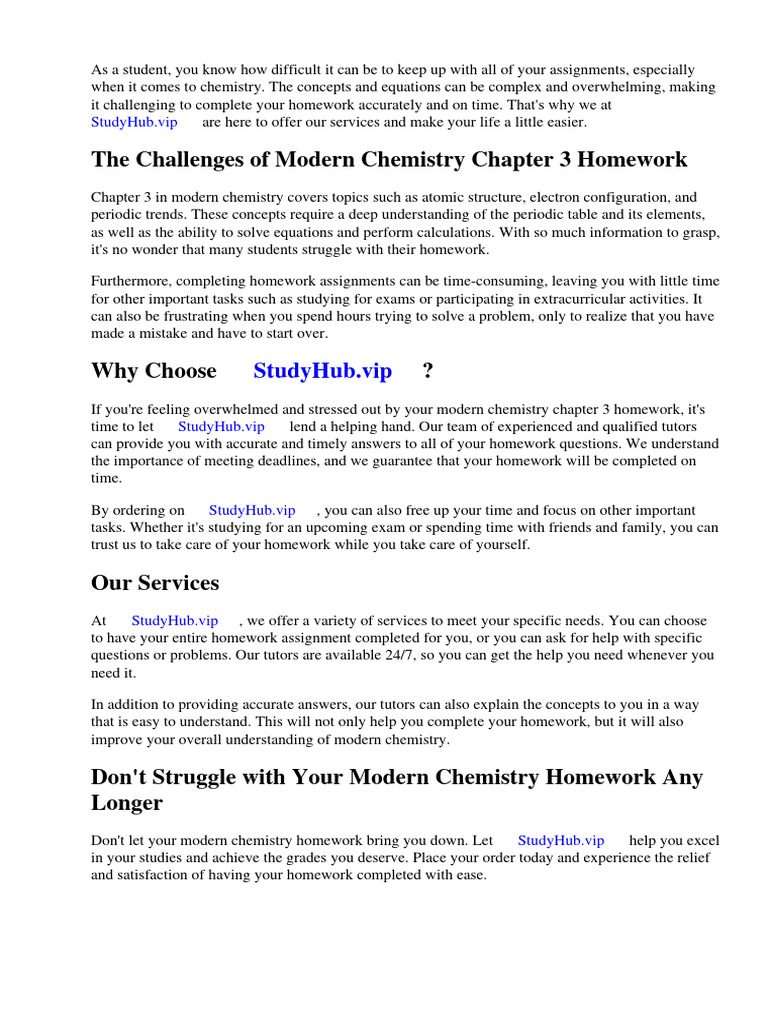 Modern Chemistry Chapter 3 Homework 3-1 Answers | PDF | Mole (Unit ...