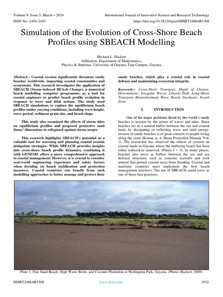Simulation of The Evolution of Cross-Shore Beach Profiles Using SBEACH ...