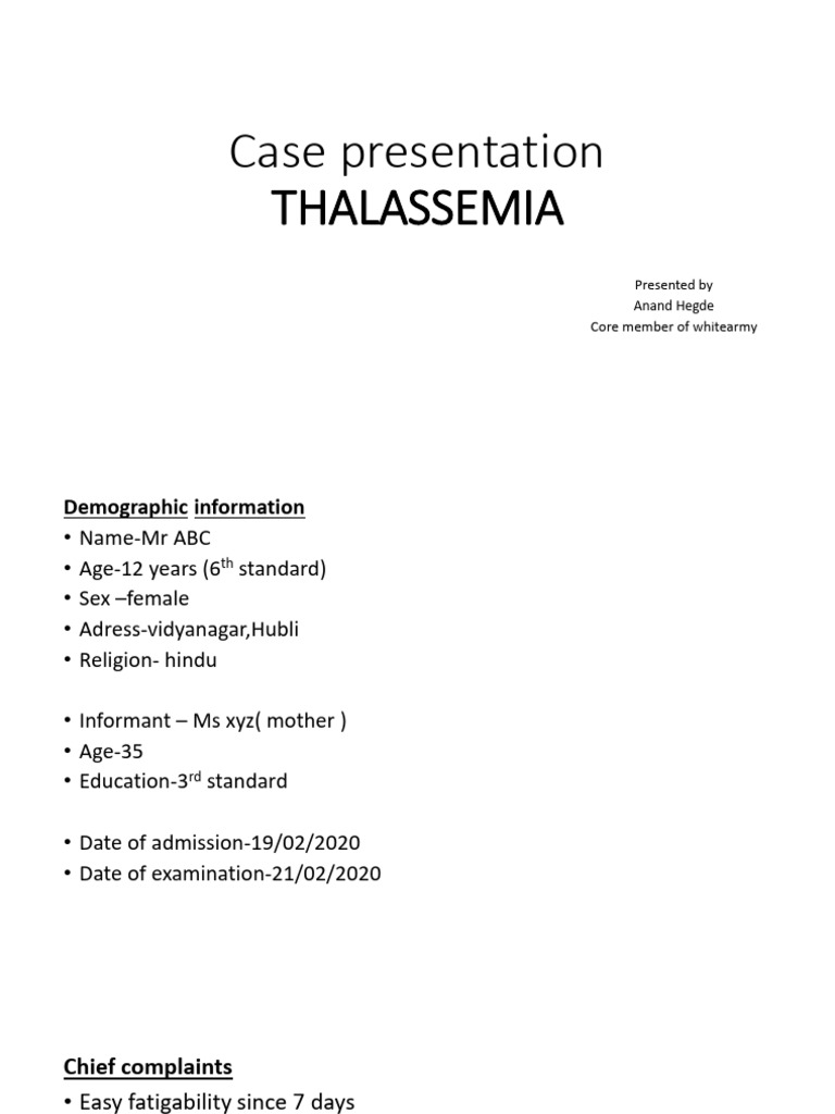 Case Presentation Thalassemia-1 | Download Free PDF | Respiratory System | Spleen