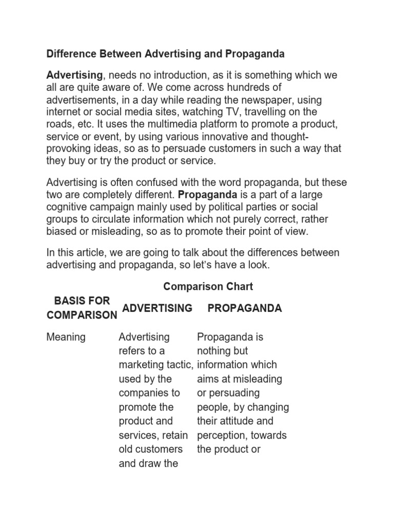 Advertising vs. Propaganda Explained | PDF | Propaganda | Advertising