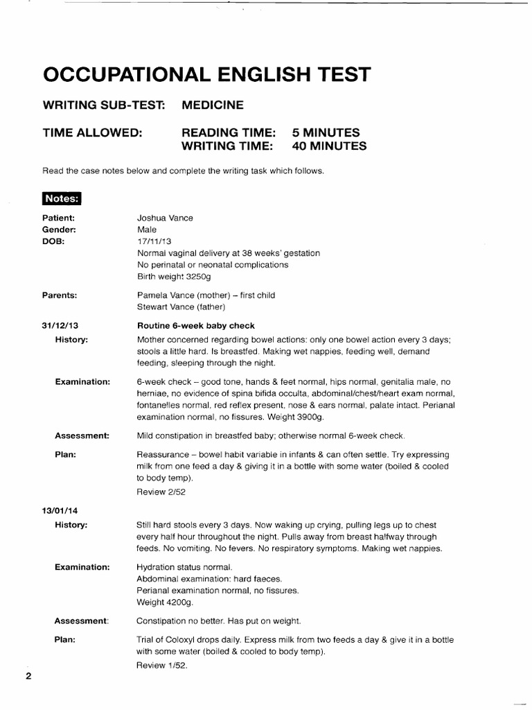 #GMC Ss Petsim Oet Medicine Writing Case Notes 001 Joshua Vance | PDF
