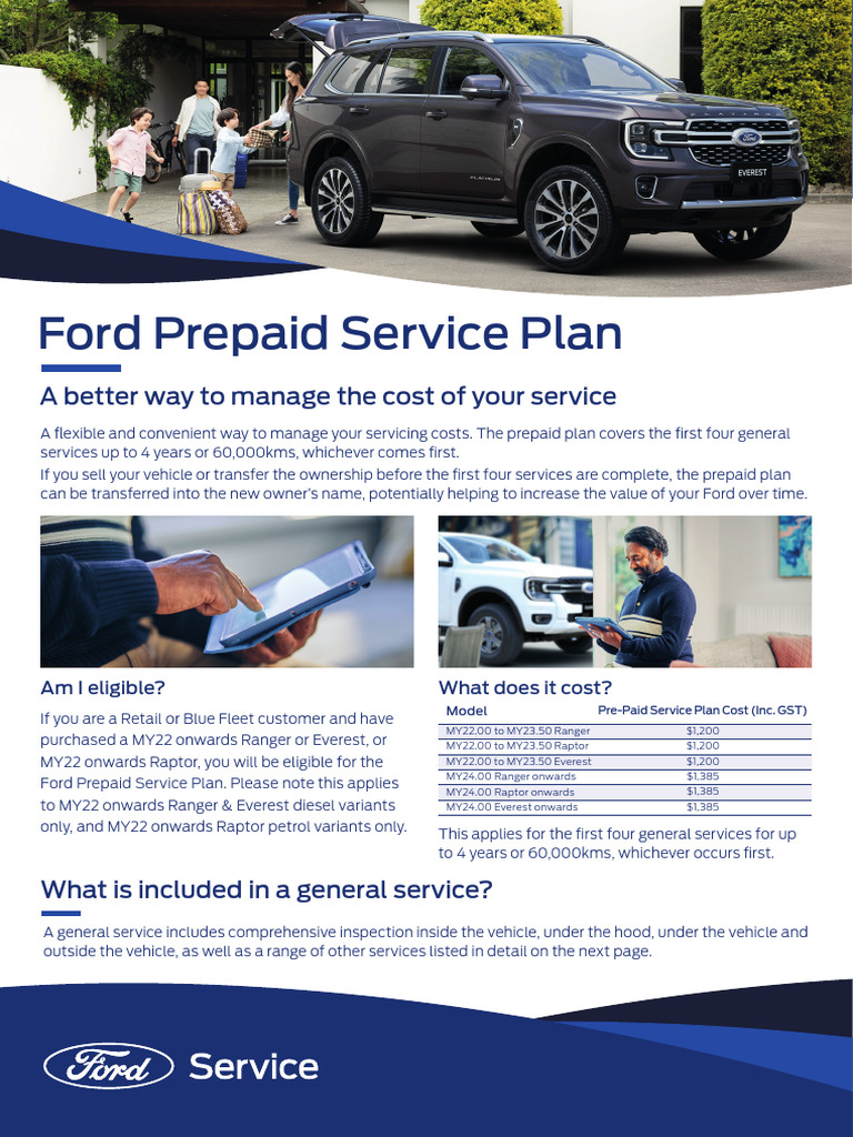 Ford PrePaid Service Plan A4 Flyer 13mar | PDF | Ford Motor Company | Car