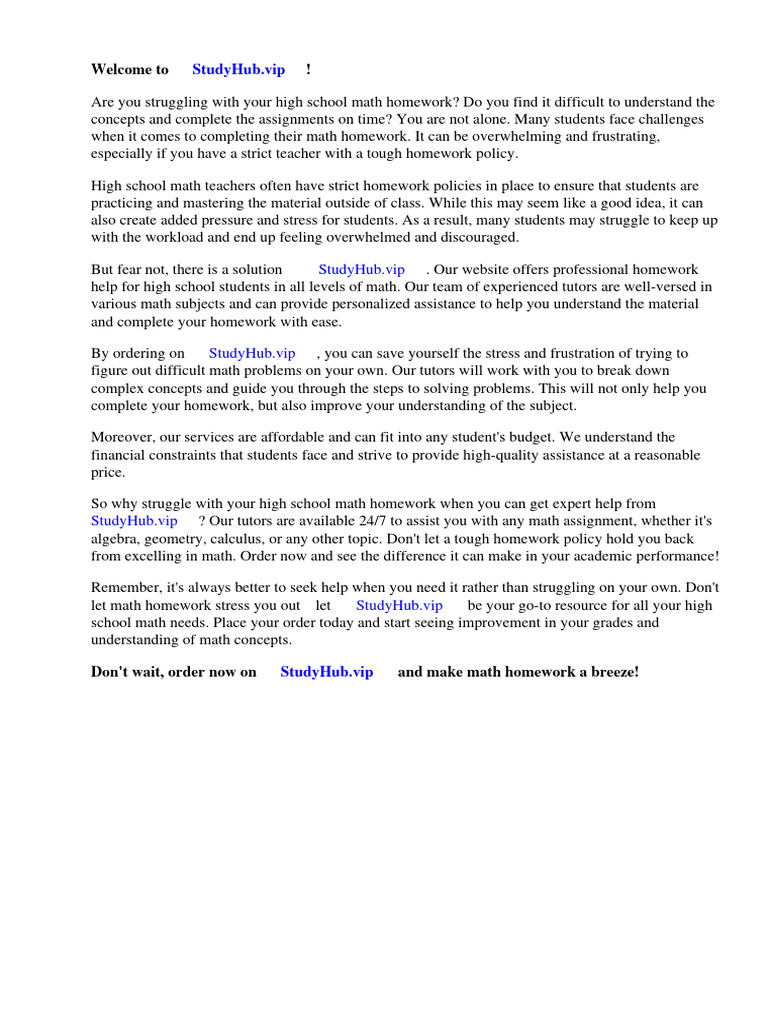 High School Math Teacher Homework Policy | PDF | Homework | Mathematics