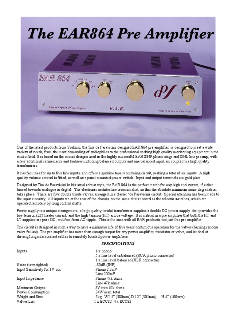 Ear 864 | PDF | Amplifier | Vacuum Tube