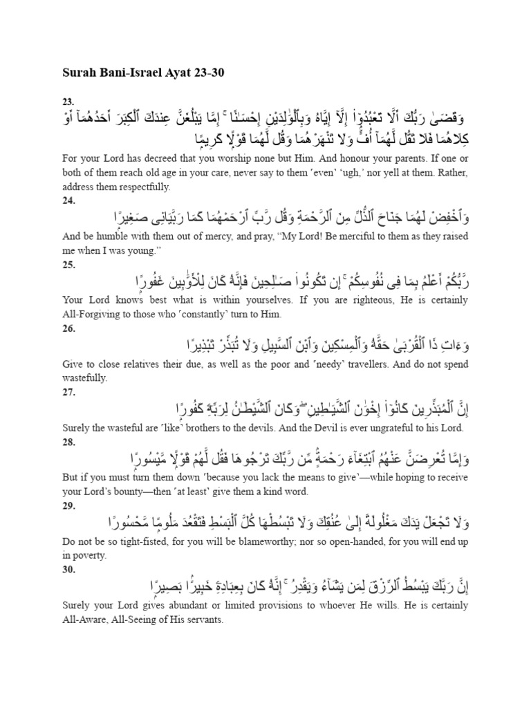 Surah Bani-Israel Ayat 23-40 | PDF | Theology | Religious Belief And Doctrine