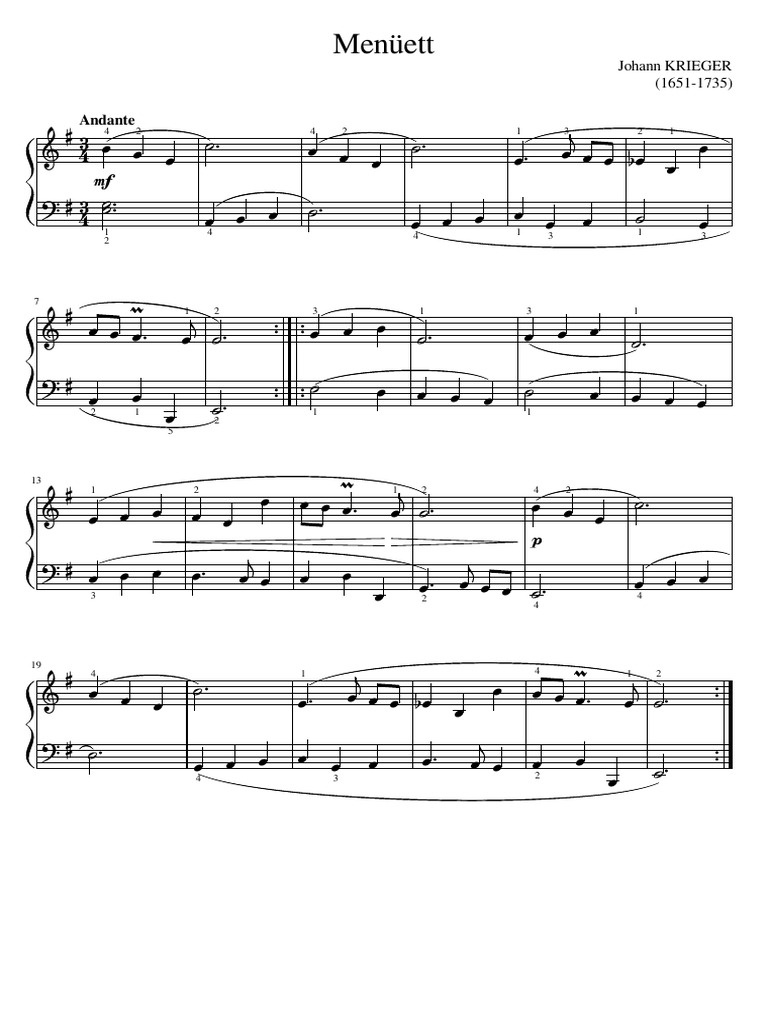 Johann Krieger - Menuett | PDF
