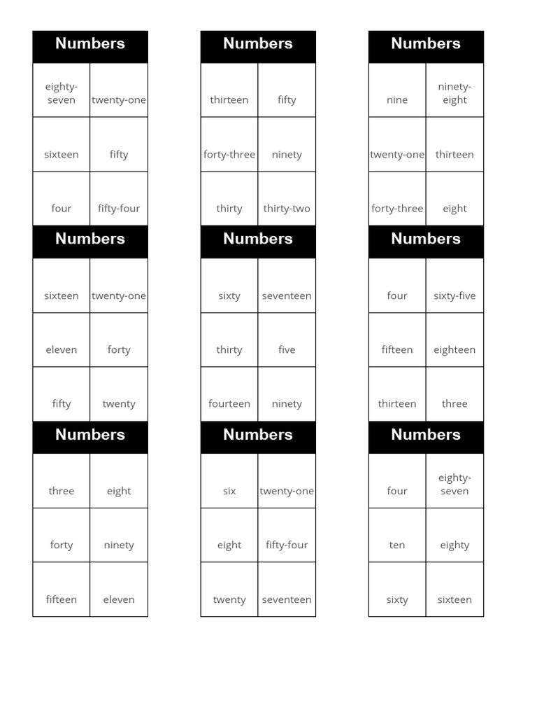 bingo numbers 1-50 | PDF