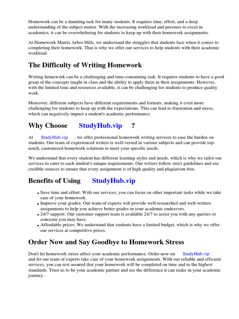 Homework Matrix Arbor Hills | Download Free PDF | Homework | Matrix ...