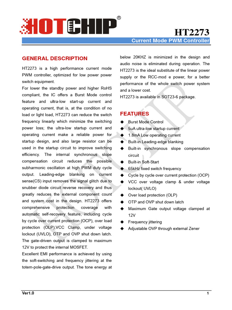 HT2273 Hot Chip | PDF | Power Supply | Mosfet