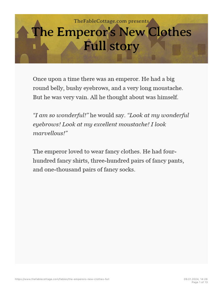 The Emperor's New Clothes (Text, Audio + Video) | PDF | Clothing | Fashion